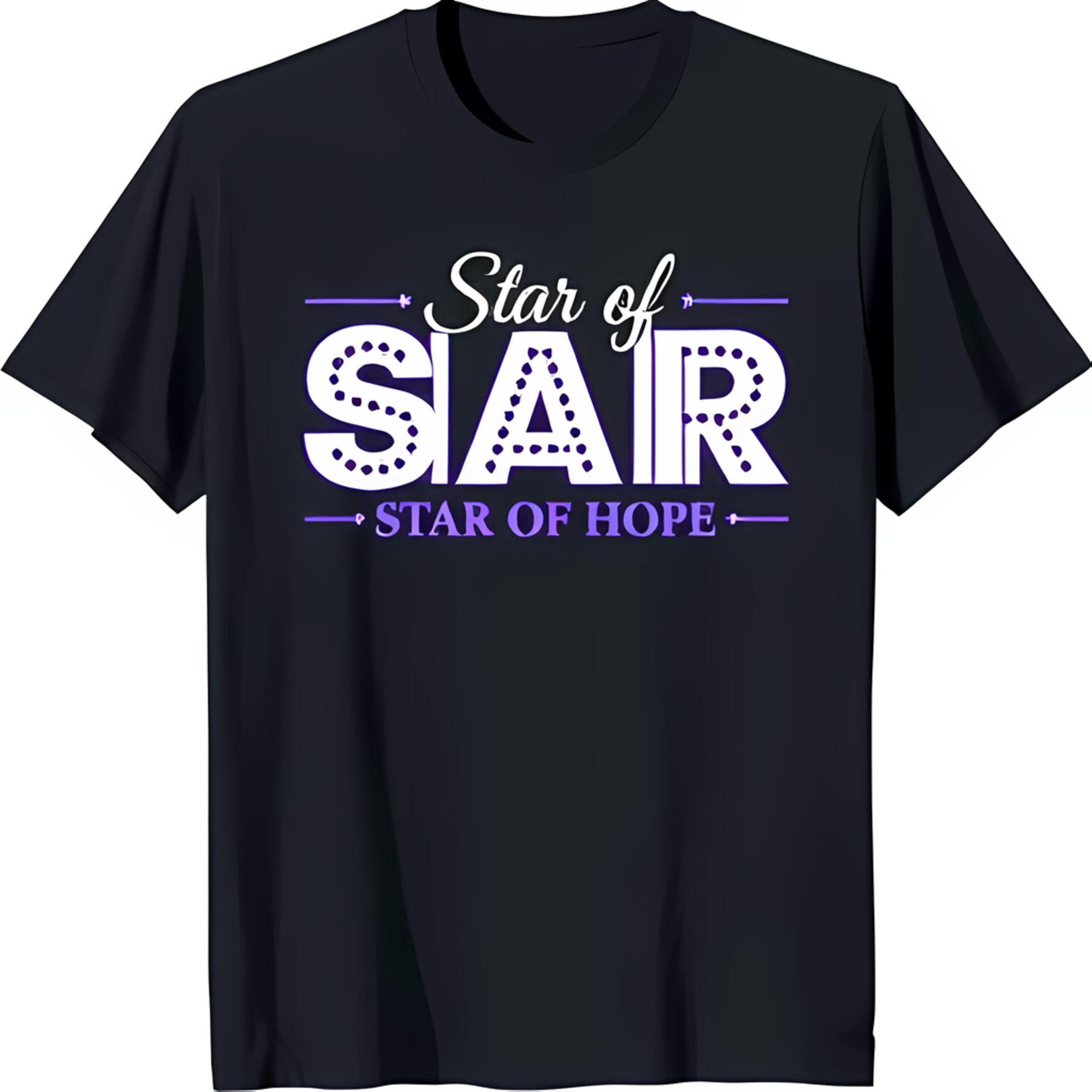 Star of SAR Black T-Shirt with White Graphic & Accents Star of Hope ...
