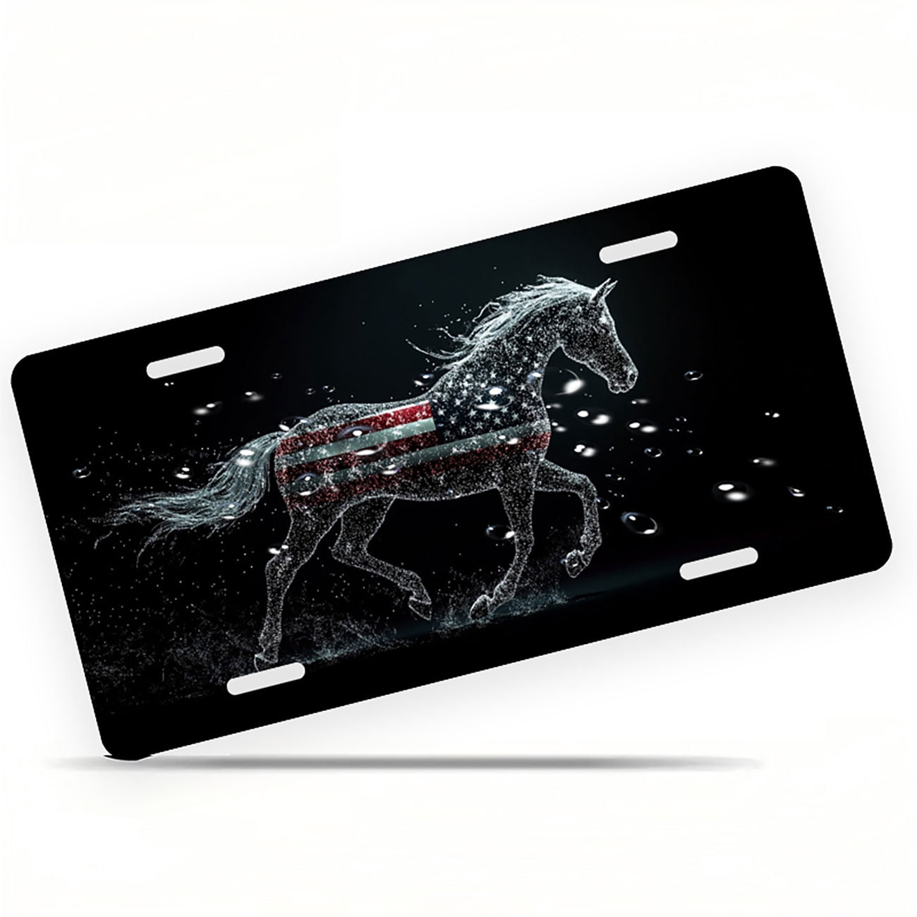 Star spangled Running Horse Front License Plate, Metal License Plate ...