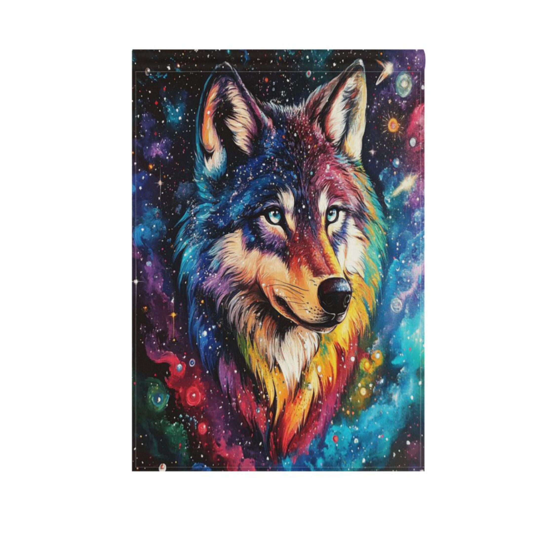 Star-studded Wolf Garden Flag Double Sided Outdoor Banners Yard Flags ...
