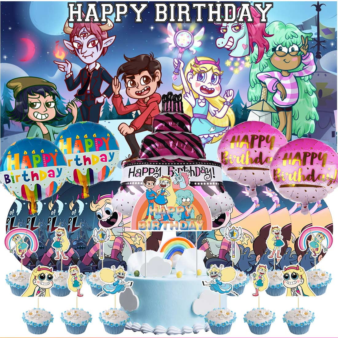 Star vs the Forces of Evil Supplies Plates Decoration Backdrop Banner ...