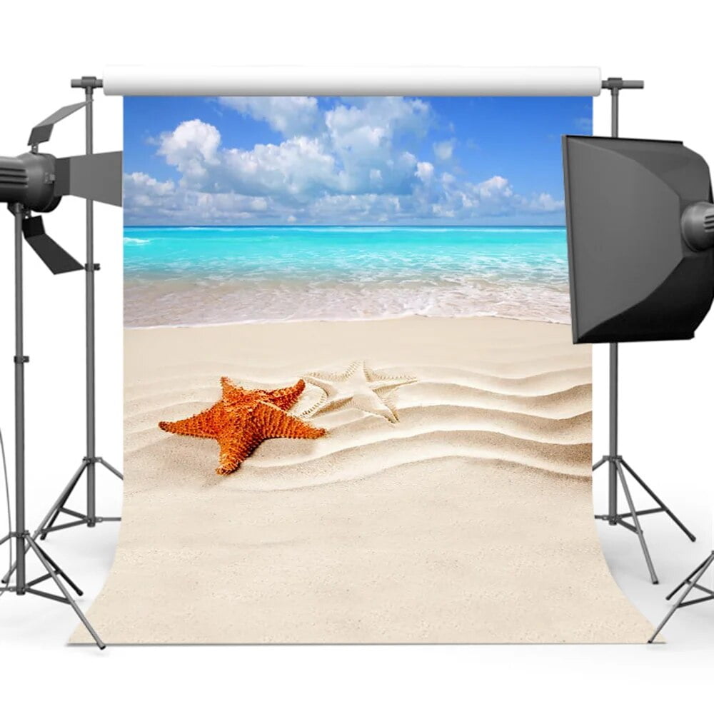 StarBackdrop Blue Sky Sea Wave Phtogoraphy Background Sandy Beach ...