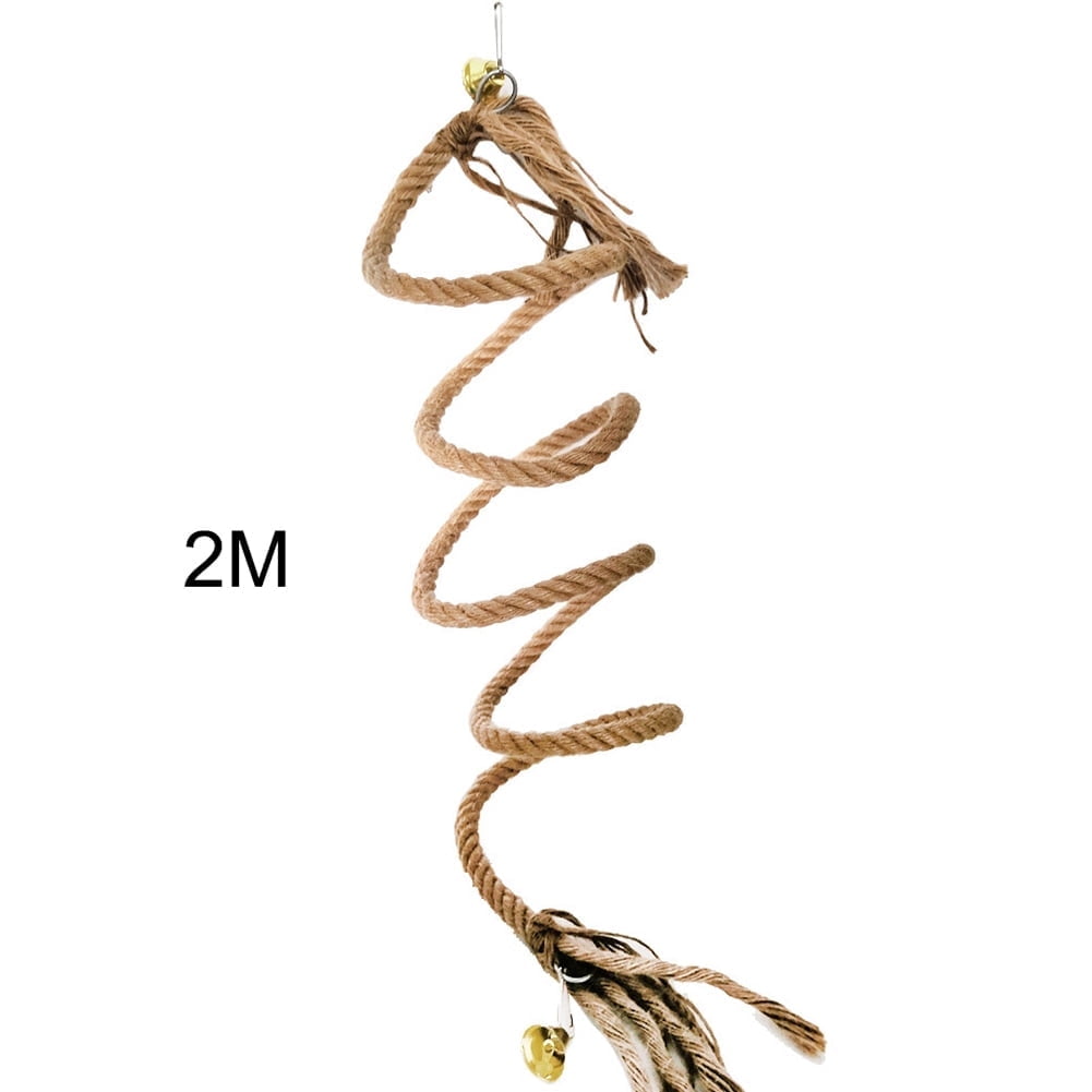 StarBay 1/1.5/2m Bird Parrot Perch Spiral Rope Swing Climbing Bell Hook ...