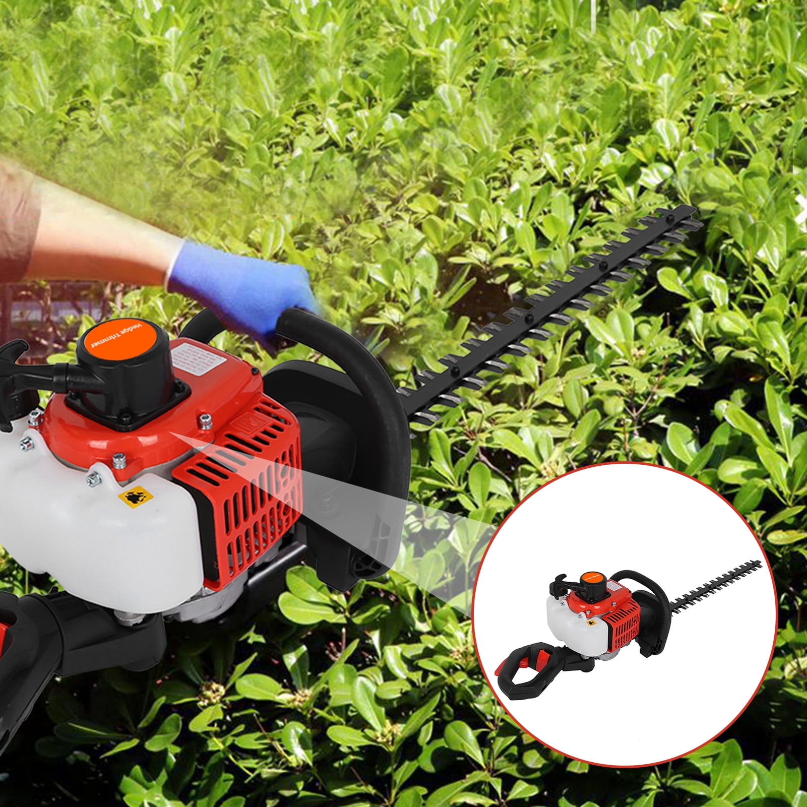 StarBay 1 Set 24 Inch Fuel-efficient Low Voice High-powered Hedge Trimmer Double Side Blade 26cc ...