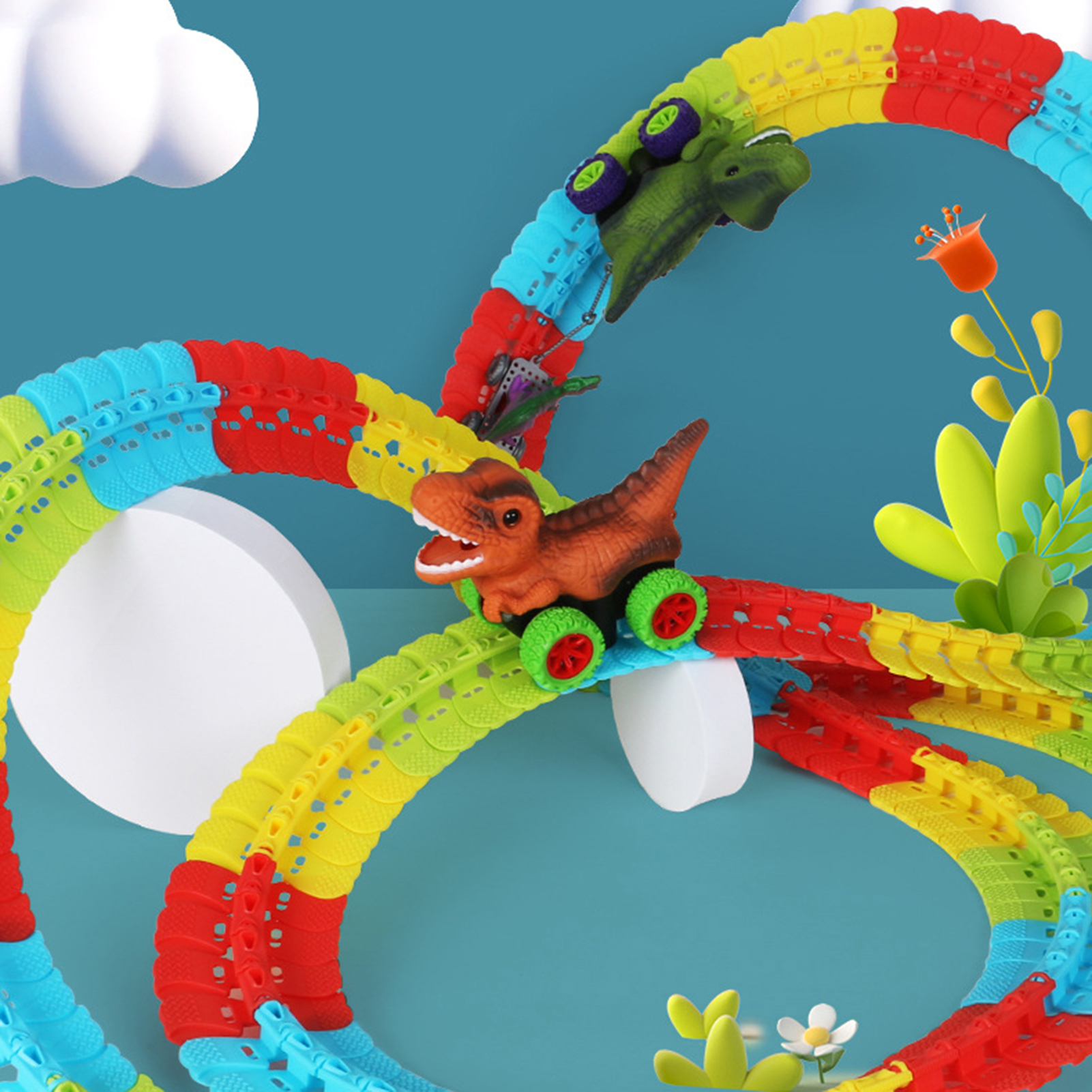 King Size Dinosaur Race Track Dinosaur Climbing Stairs Toy - Slide ...