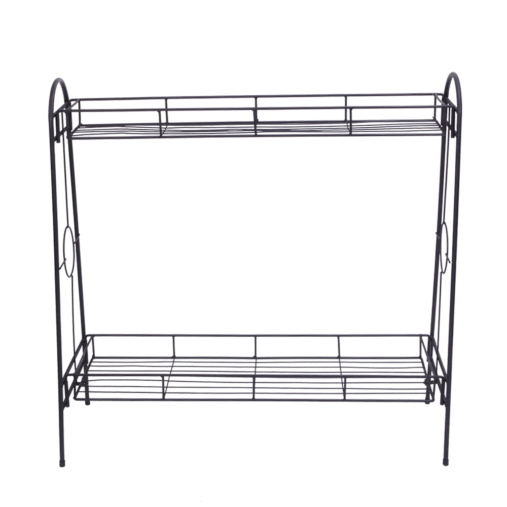 StarBay 2 Layers Of Round Pattern Plant Shelf (Yh-Cj008 With Accessories) Black Baking - Walmart.com