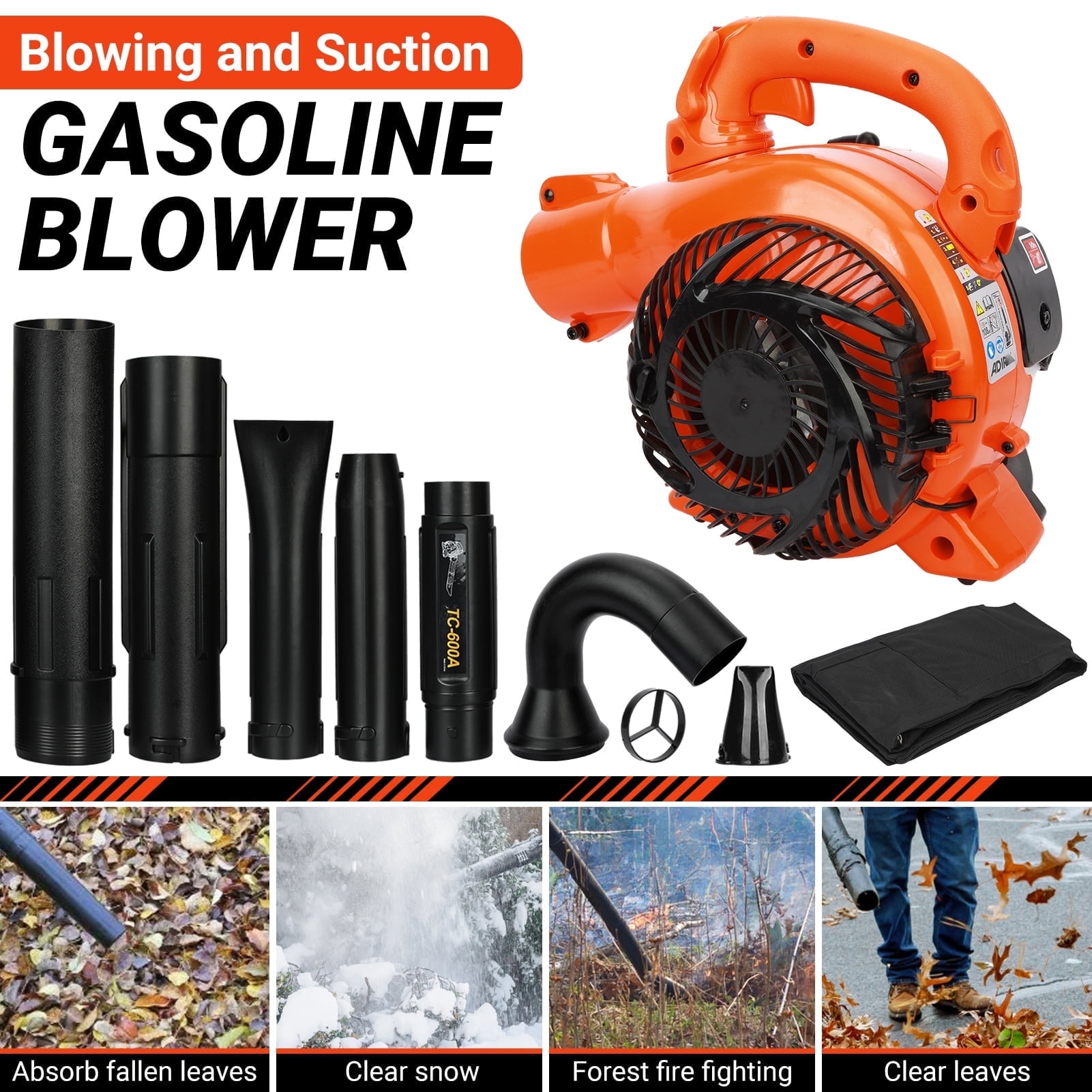 StarBay 2 Stroke Leaf Blower Cordless Orange Handheld Gas Leaf Blower ...