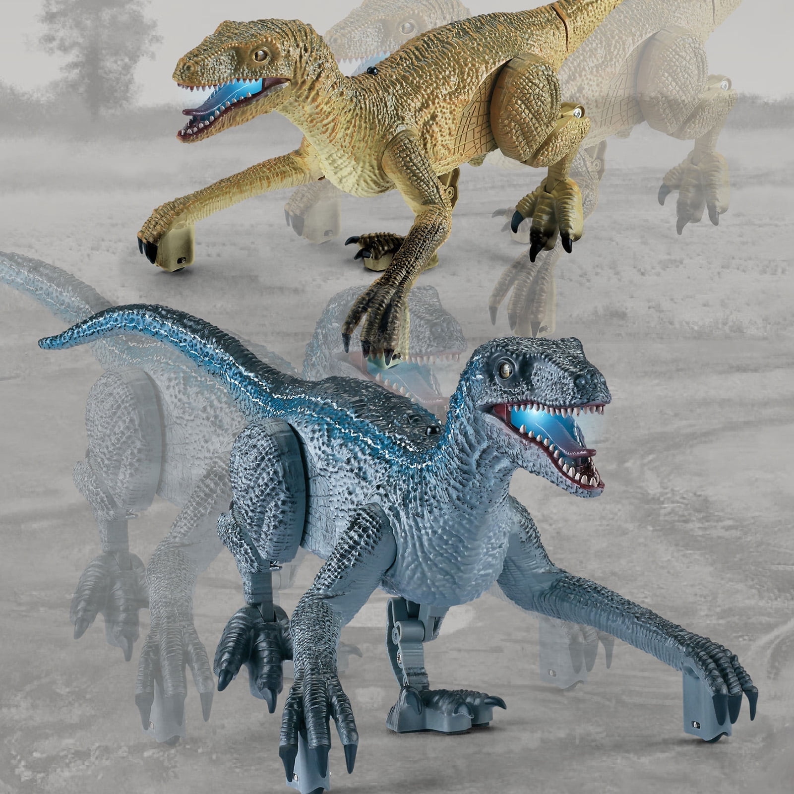 StarBay Dinosaur Toy Dinosaur Cool Light And Sound Simulation Walking Roaring Velociraptor Toy 2 ...