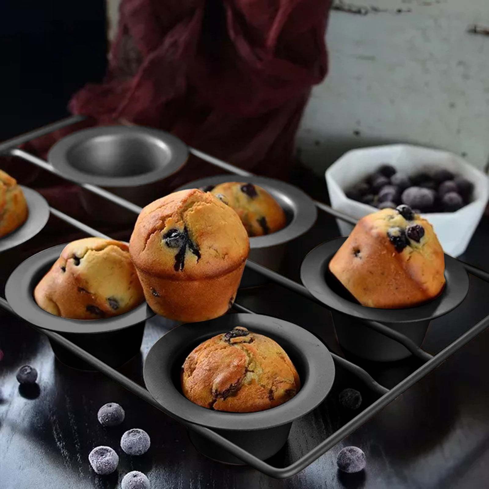 StarBay Easy Cleanup Cupcake Pan Circle Cake Pan Carbon Steel Popover ...