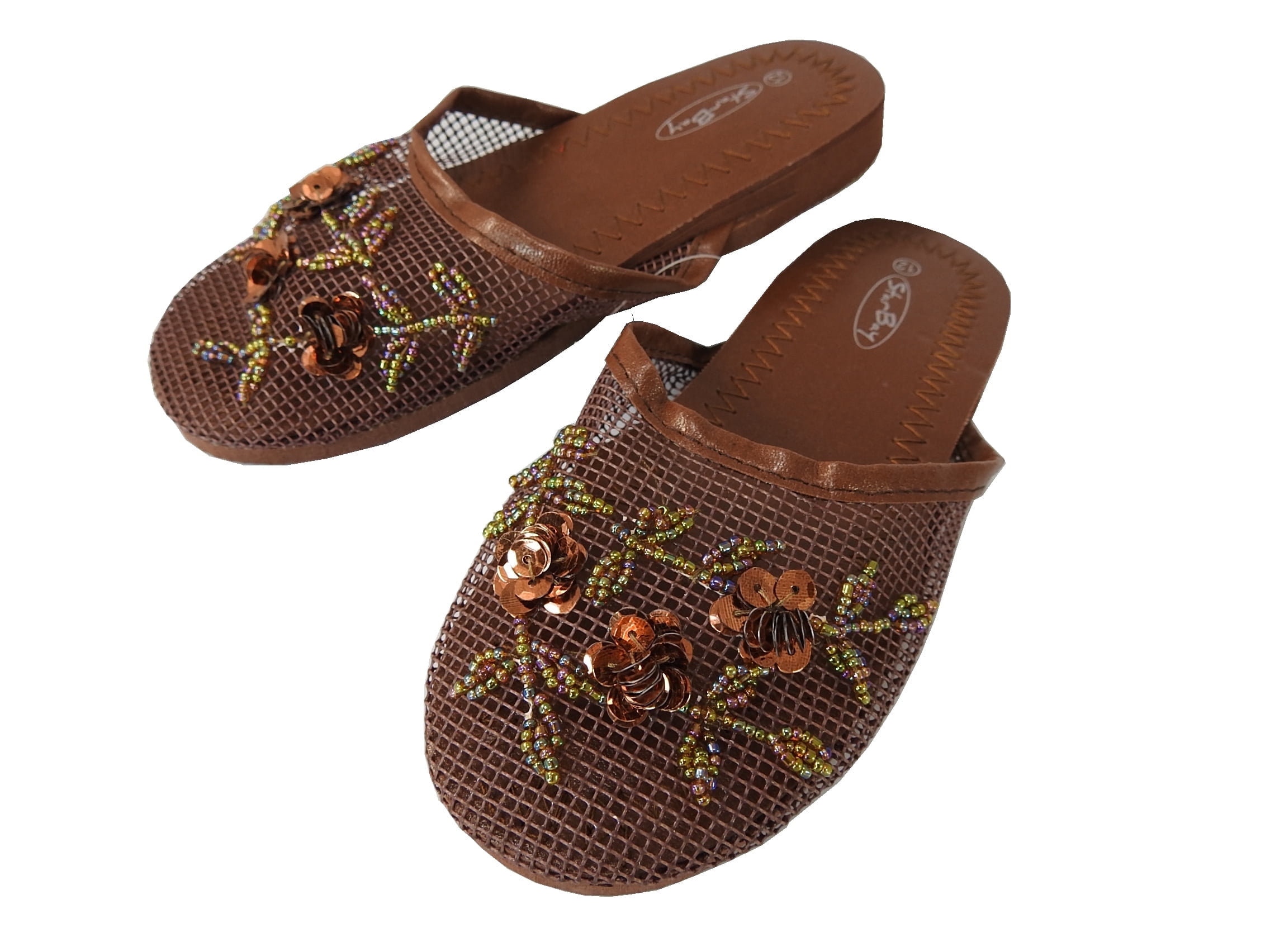 StarBay Girl's Kid's Solid Bronze Color Floral Beaded Sequins Mesh ...