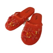 Women's Chinese Sequin Mesh Floral Slipper Platform Wedge Sandals ...