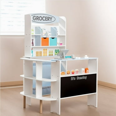 Free Shipping! Gymax Kids Wooden Grocery Store Playset w/ Realistic ...