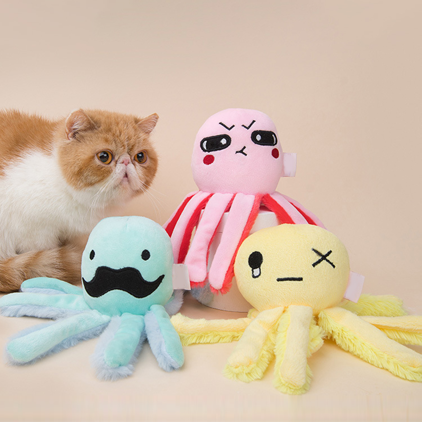 StarBay Pet Molar Toy, Soft Plush Octopus, Built-in Sound Device, Bite ...