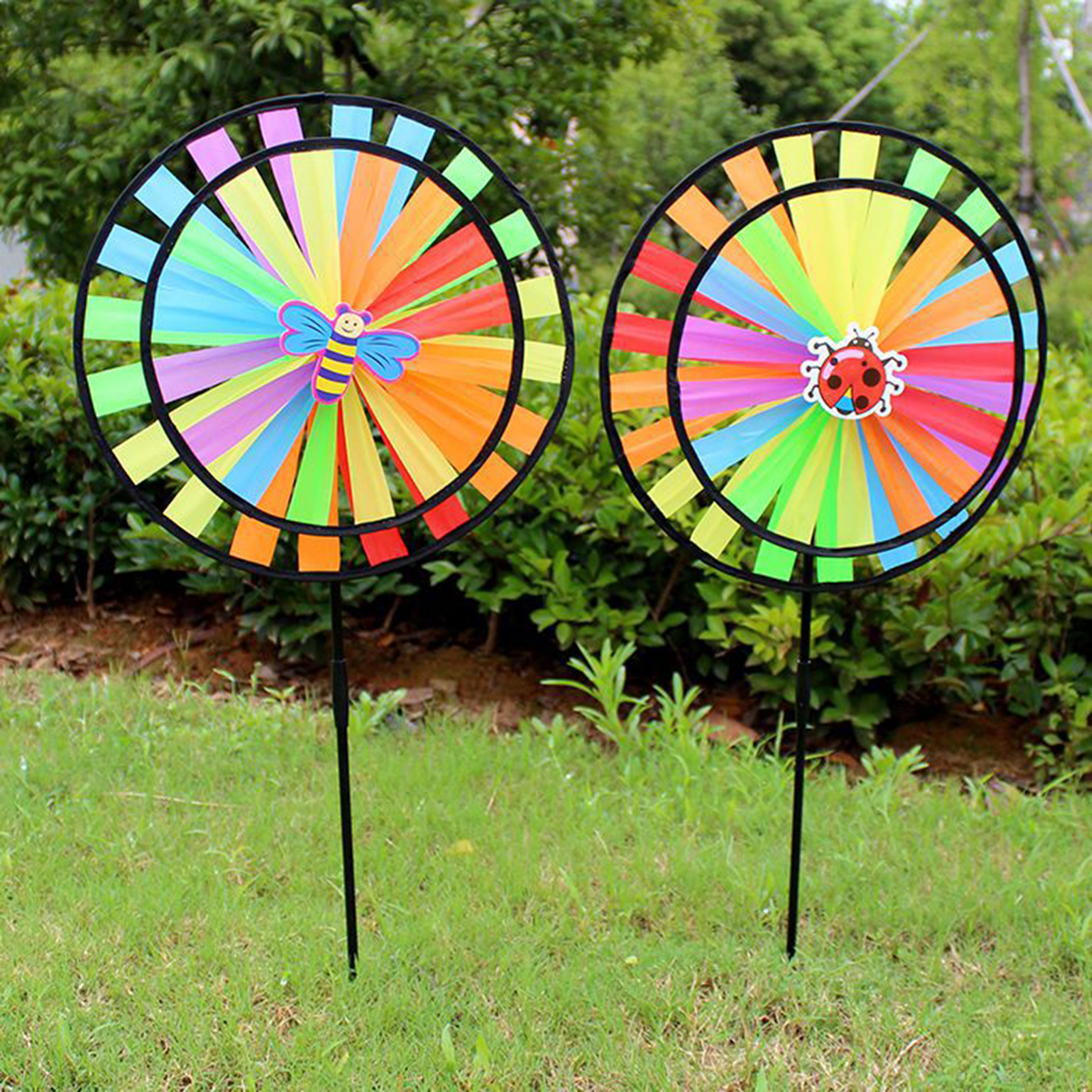 StarBay Pin-wheel Handheld Black Edge Double Layers Wind Spinner for ...