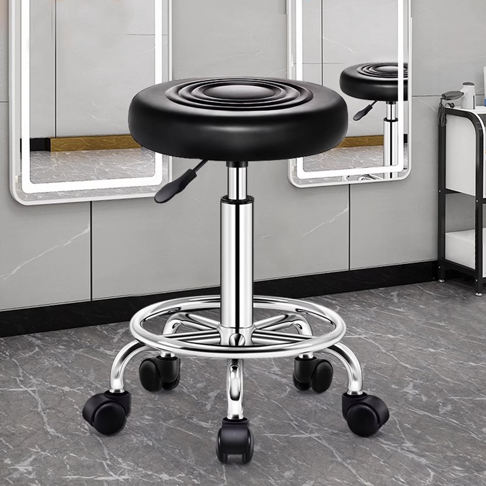 StarBay Round Stool Bar Chairs Lift Chair Faux Leather Cushioned Office ...