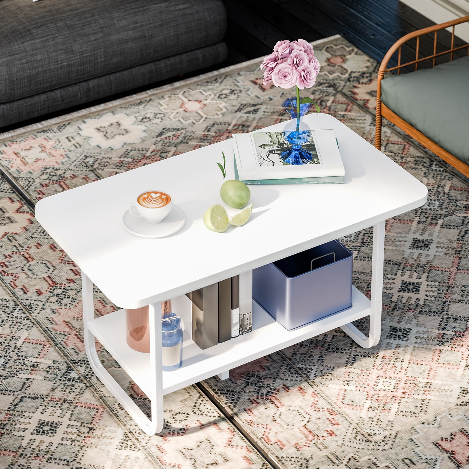 StarBay Side Table Coffee Table Tea Table Double Layer Coffee Table for ...