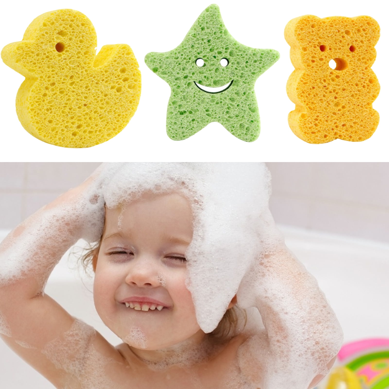 StarBay Skin-touch Soft Cartoon Shape Baby Bath Sponge Reusable Shower ...