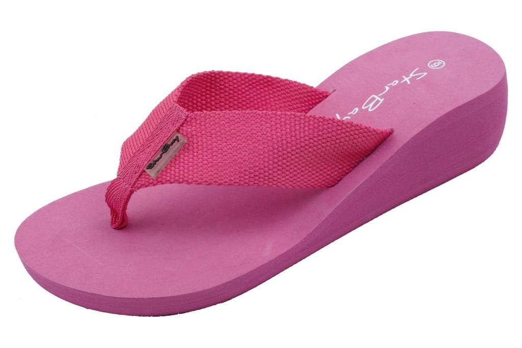 Starbay Women's Comfort Wedge Flip Flop Sandal, Canvas Thong Design ...
