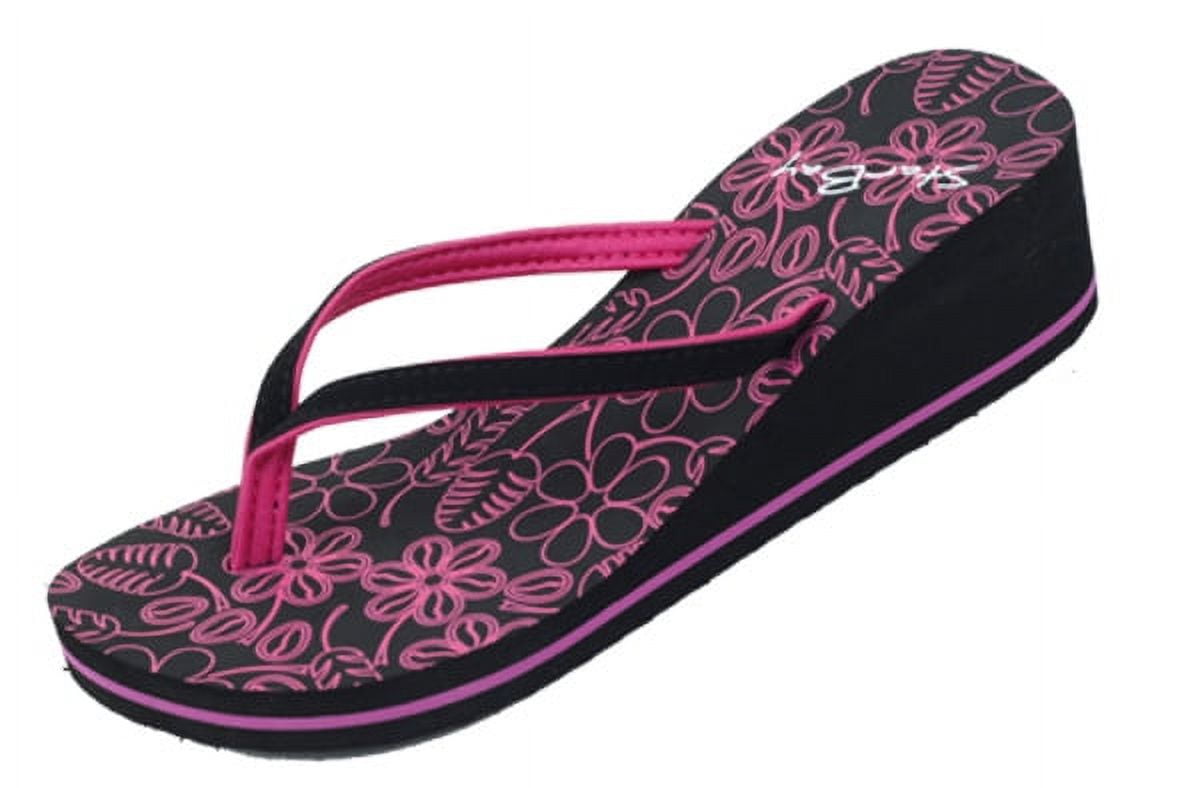StarBay Women's Floral Print Wedge Flip Flop with Cotton Thong in ...
