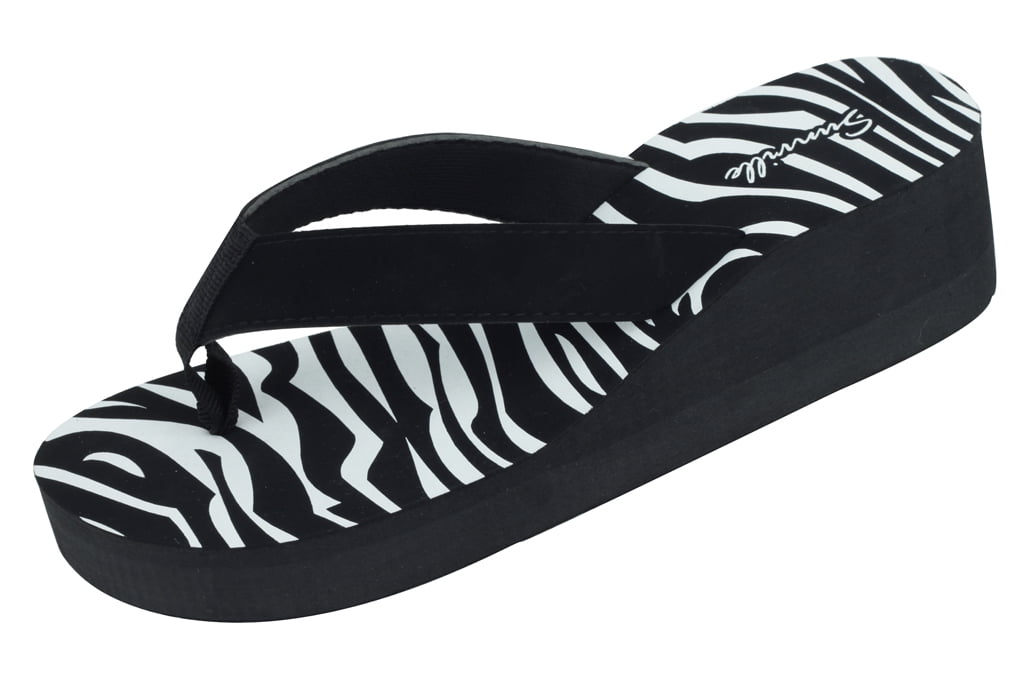 StarBay Women's Zebra Print Comfort Platform Thong Wedges - Walmart.com