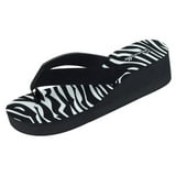StarBay Women's Zebra Print Comfort Platform Thong Wedges - Walmart.com