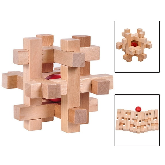 StarBay Wooden Kong Ming Luban Lock Ball in Cage Puzzle Educational ...