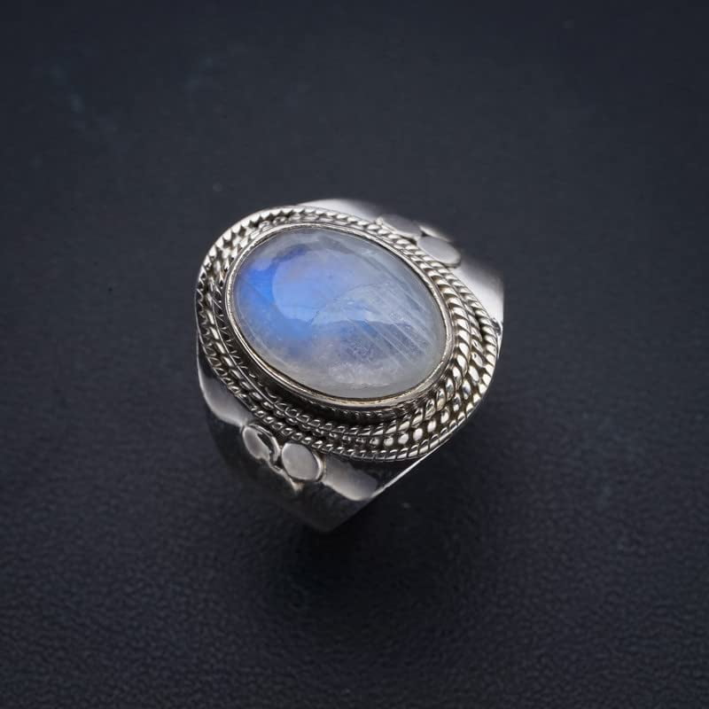 StarGems® Natural Moonstone Handmade 925 Sterling Silver Ring 8.75 ...