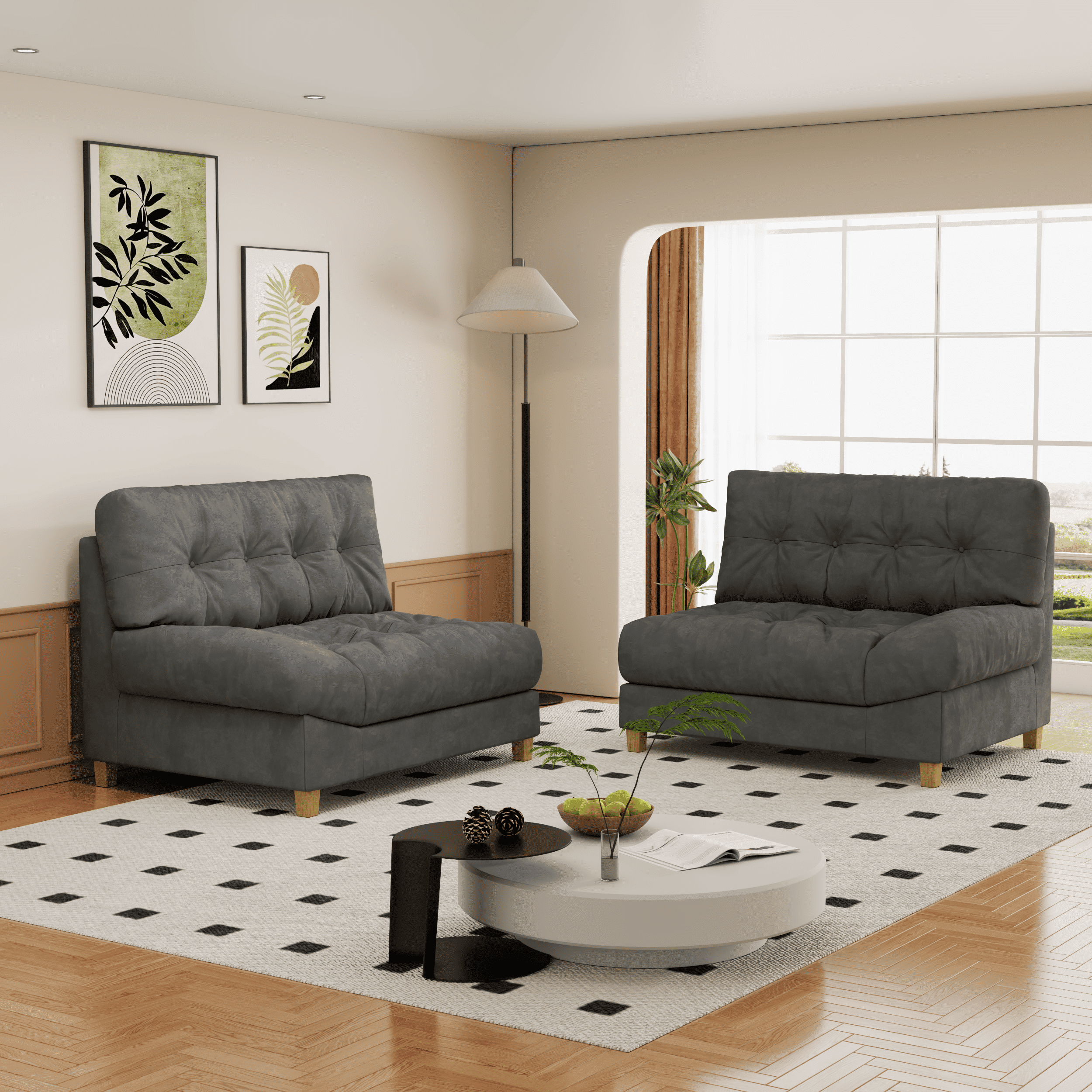 StarHome 90.5" Cloud-Like Compressed Sofa, Minimalist Modern Velvet Loveseat Couch for Living ...