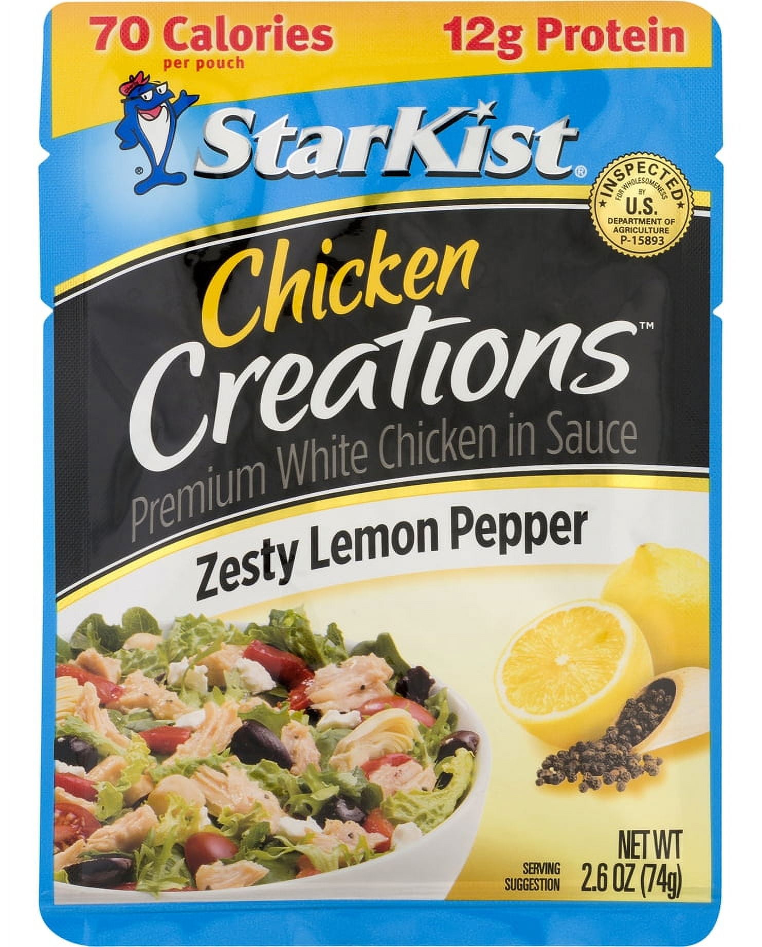 StarKist Chicken Creations, Zesty Lemon Pepper, 2.6 oz Pouch - Walmart.com