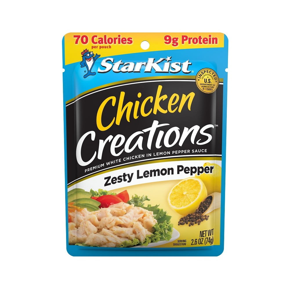 StarKist Zesty Lemon Pepper Chicken Pouches, Packaged Lunches, 70 ...