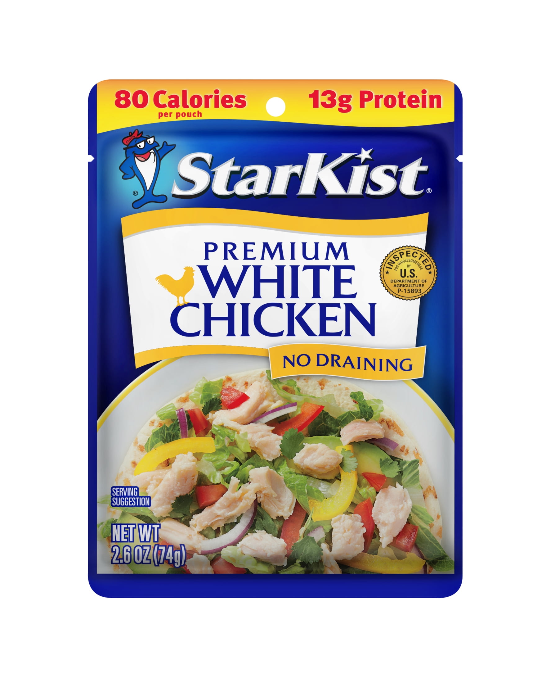 StarKist Fully-Cooked Premium White Chicken, 2.6 oz Pouch - Food ...