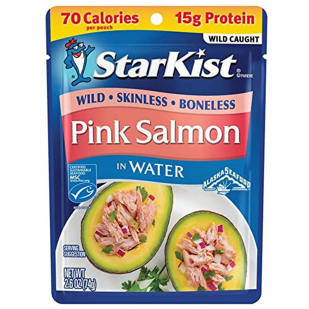 StarKist Skinless Boneless Pink Salmon in Water, 2.6 oz Seafood Fish ...