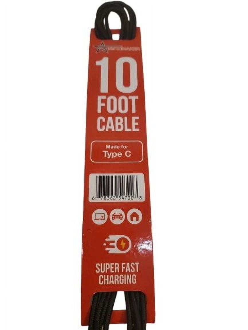 StarMaker 10 Ft Cable Type C Super Fast Charging USB To USB-C - Walmart.com
