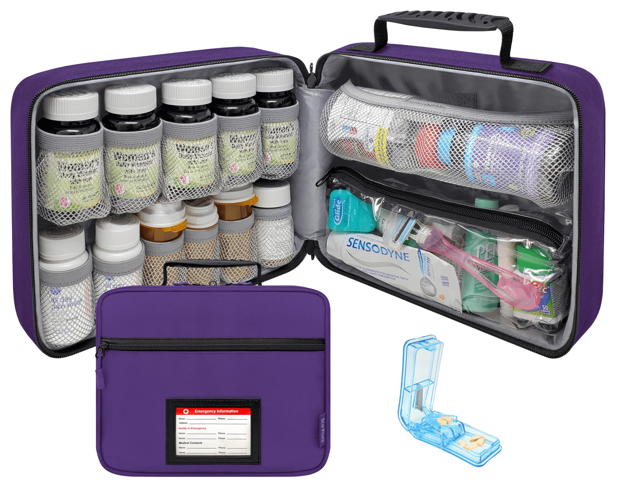 StarPlus2 Large Select Pill Bottle Organizer, Medicine Bag - Purple ...