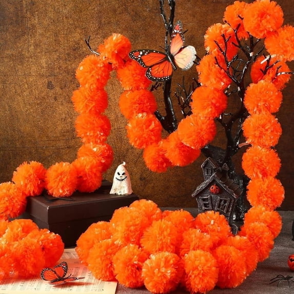 StarQualityBargain 5 Pack of 5 Feet Artificial Marigold Flower Garland ...