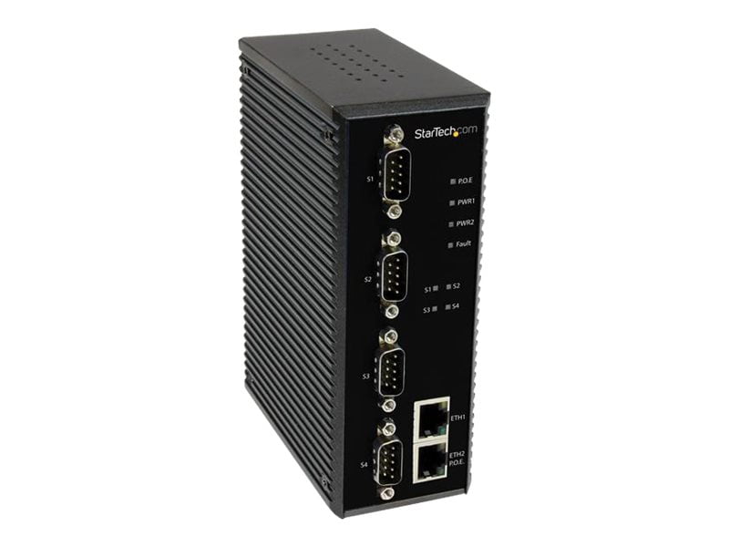 StarTech.com 4 Port Industrial RS-232 / 422 / 485 Serial to IP Ethernet ...
