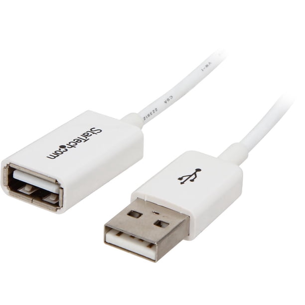StarTech USBEXTPAA1MW 3.28 ft White USB 2.0 Extension Cable A to A M-F ...