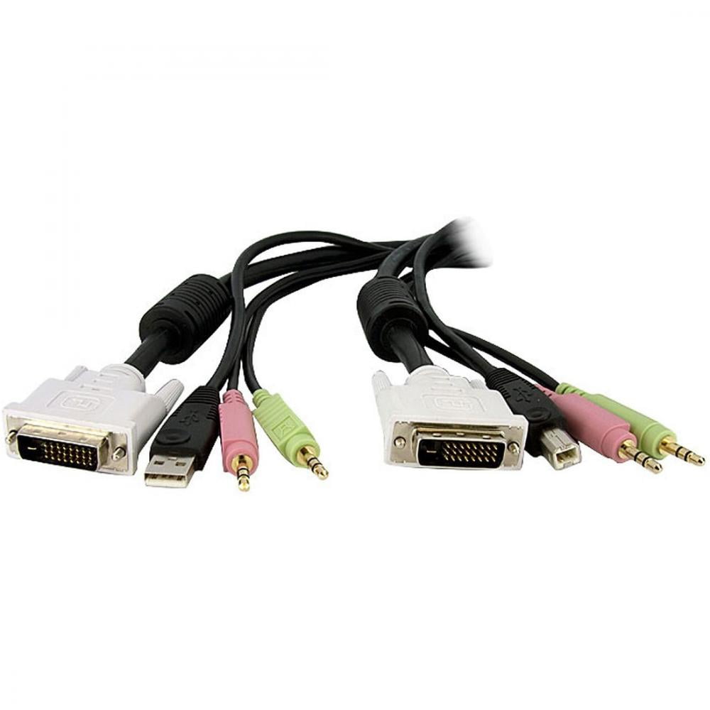 Startech 15 ft 4-in-1 USB DVI KVM Switch Cable with Audio - Connect ...