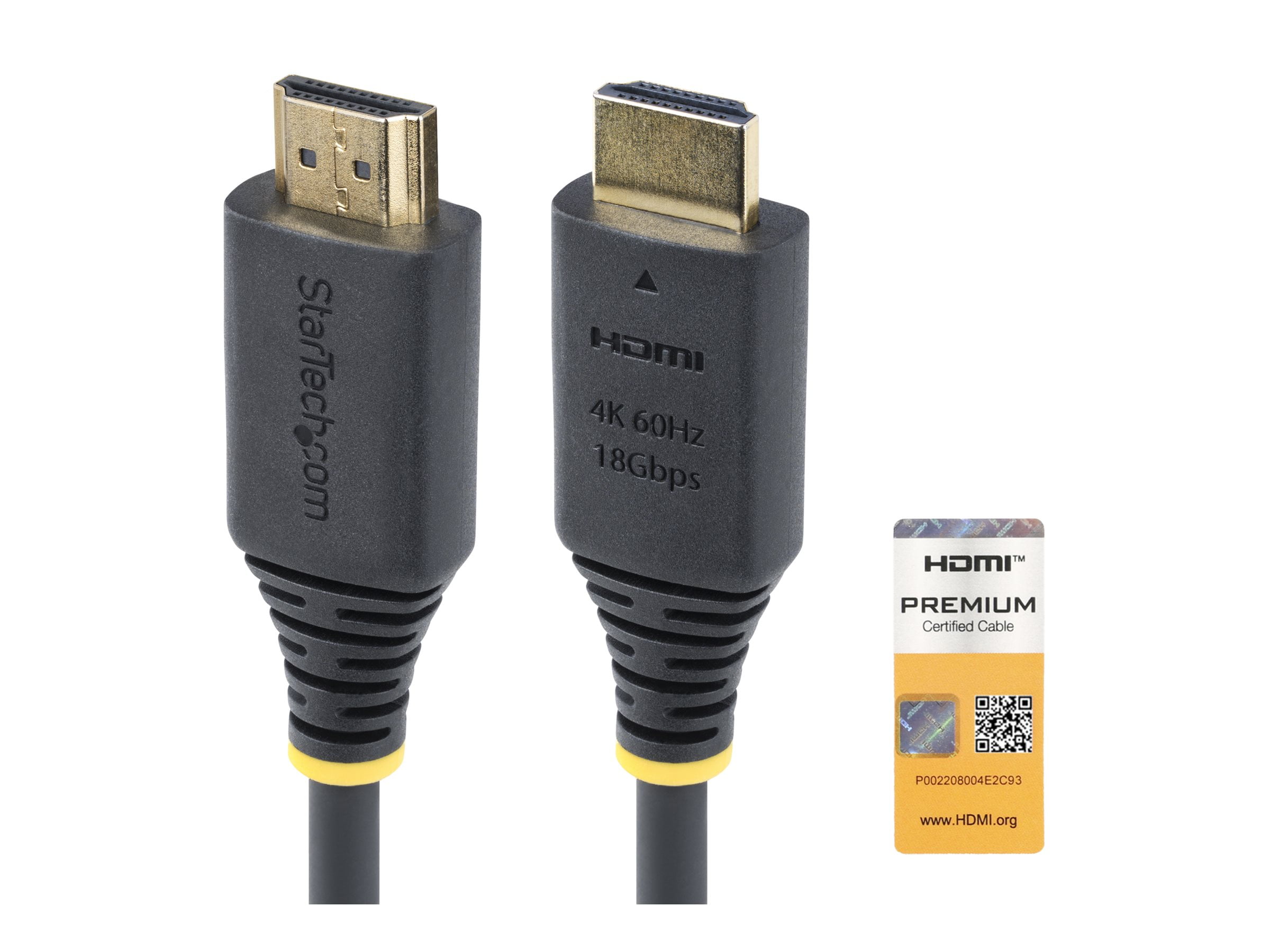 StarTech.com 1m (3.3ft) Premium Certified High Speed HDMI Cable, 4K60Hz - Premium High Speed ...