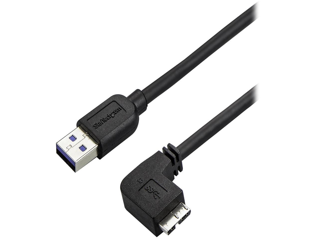 StarTech.com 1m 3 ft Slim Micro USB 3.0 Cable - M/M - USB 3.0 A to Right-Angle Micro USB - USB 3 ...