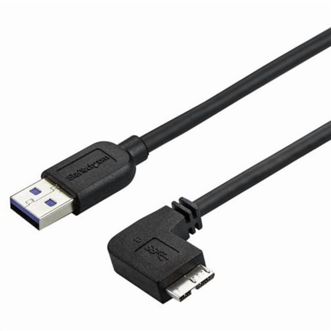 StarTech 1m (3ft) Slim Micro USB 3.0 Cable - M/M - Right-Angle Micro ...