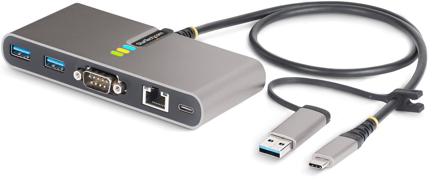 StarTech.com 2-Port USB-C Hub with Gb Ethernet and RS232 FTDI Serial ...