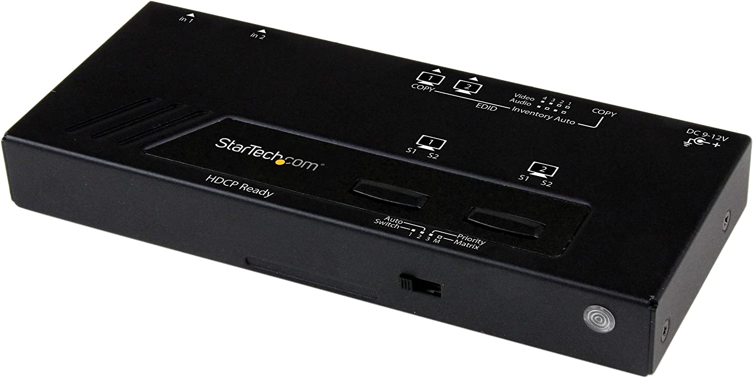 StarTech.com 2x2 HDMI Matrix Switch with Remote - 1080p Automatic ...