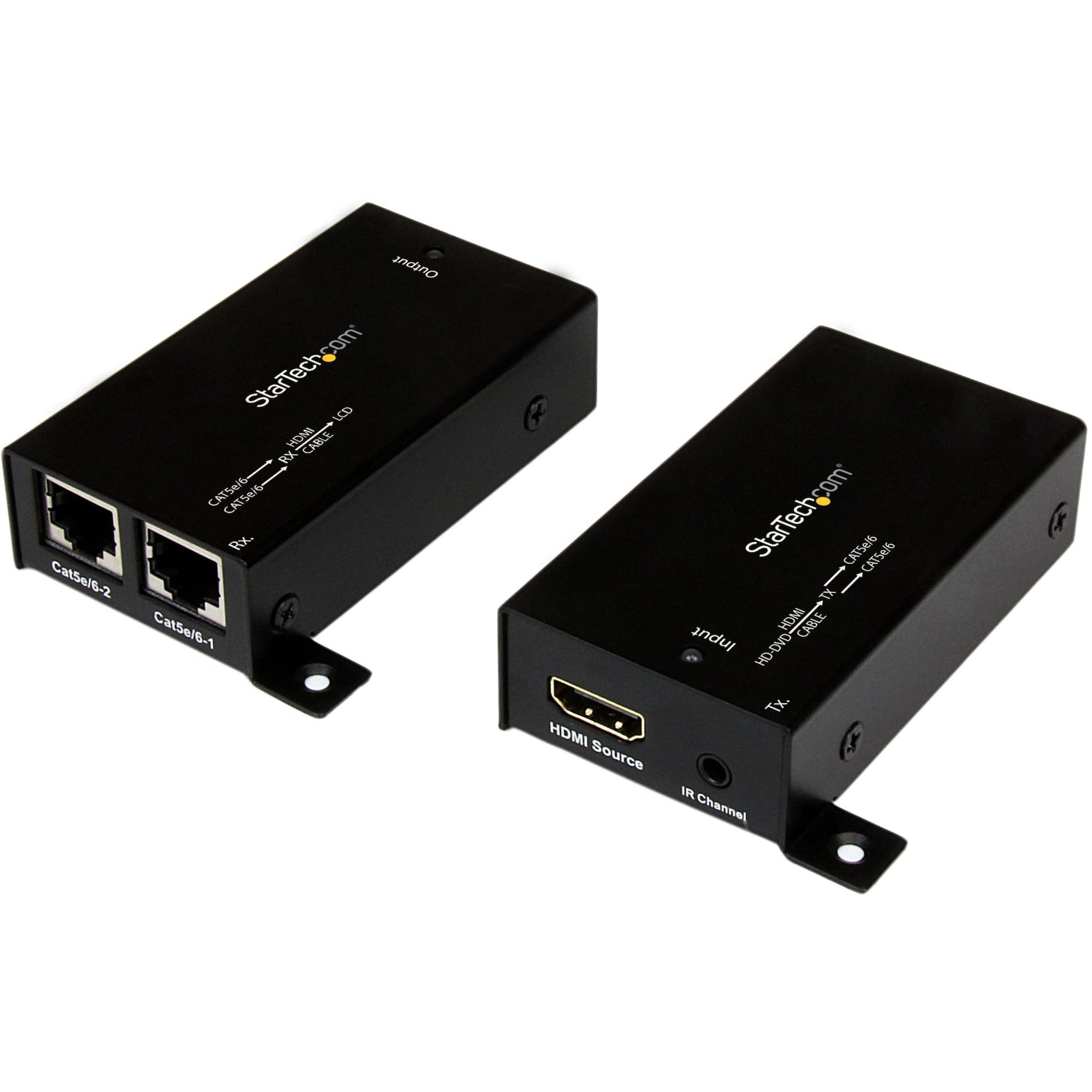 StarTech.com HDMI Over Cat5 / Cat6 Extender with IR, 100 ft (30m) Power ...