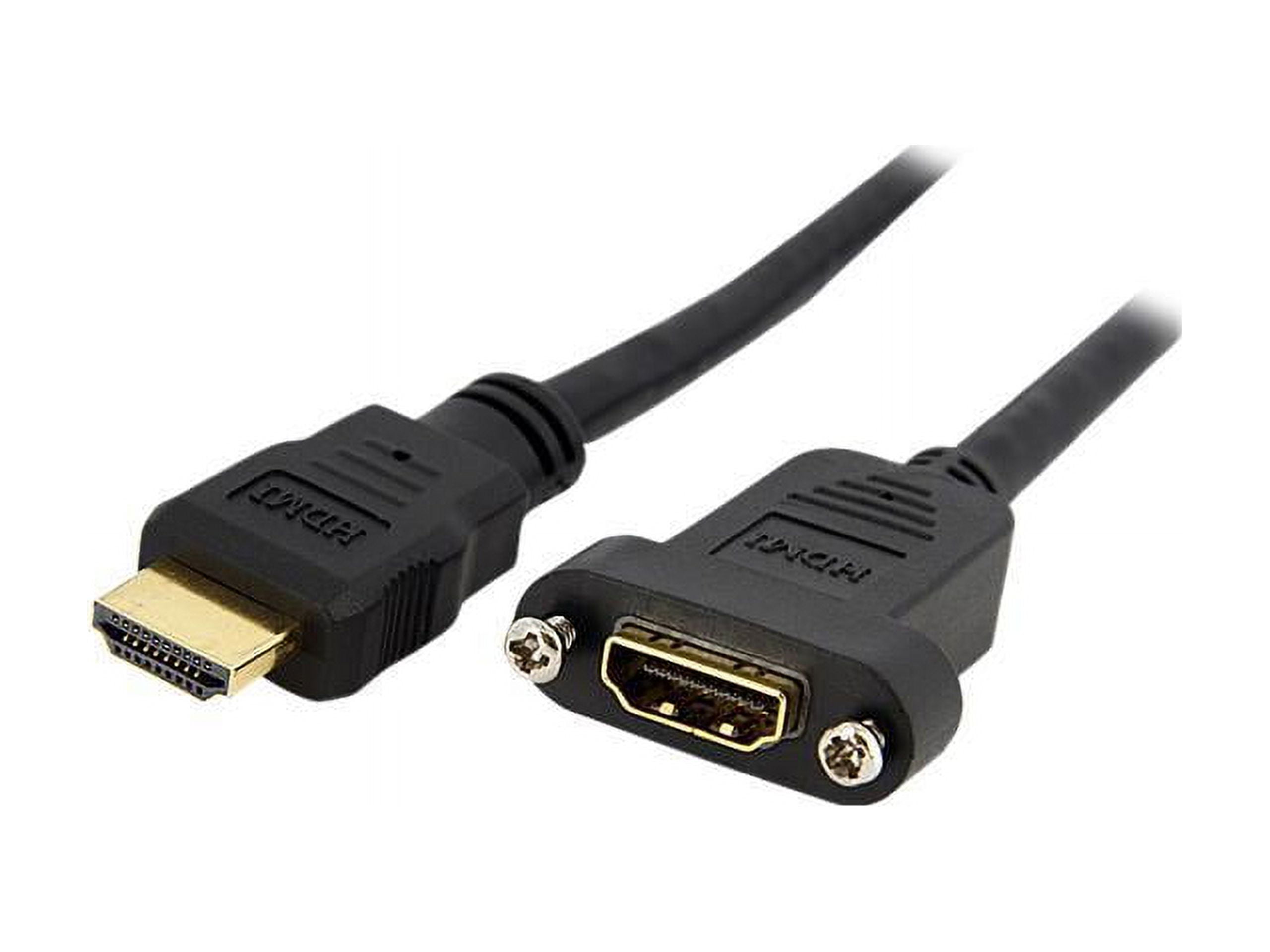 StarTech.com HDMIPNLFM3 3 ft. Black HDMI Panel Mount Cable Female to ...