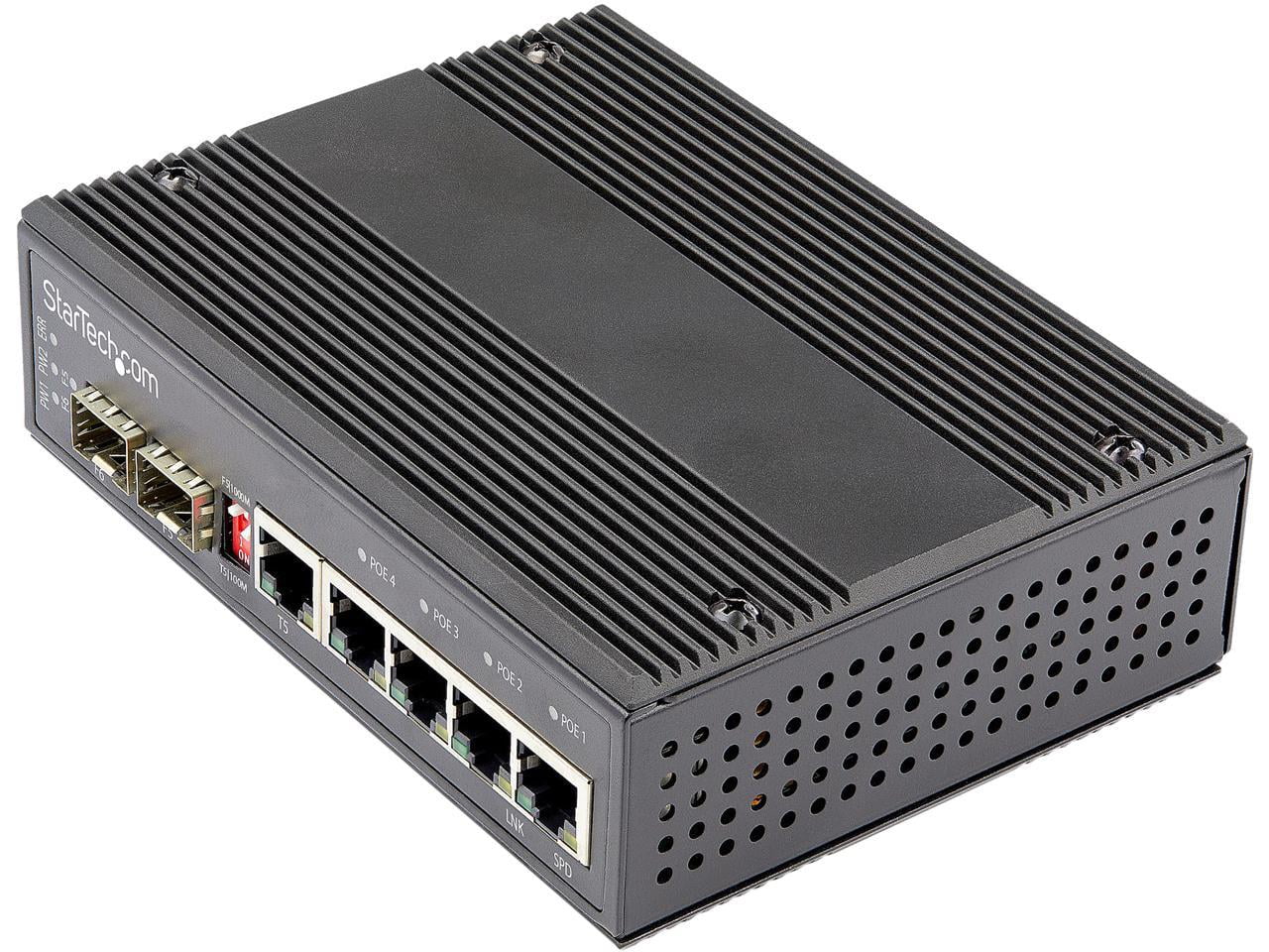 StarTech Industrial 5-Port Gigabit Ethernet Switch w/4 PoE RJ45 +2 SFP ...