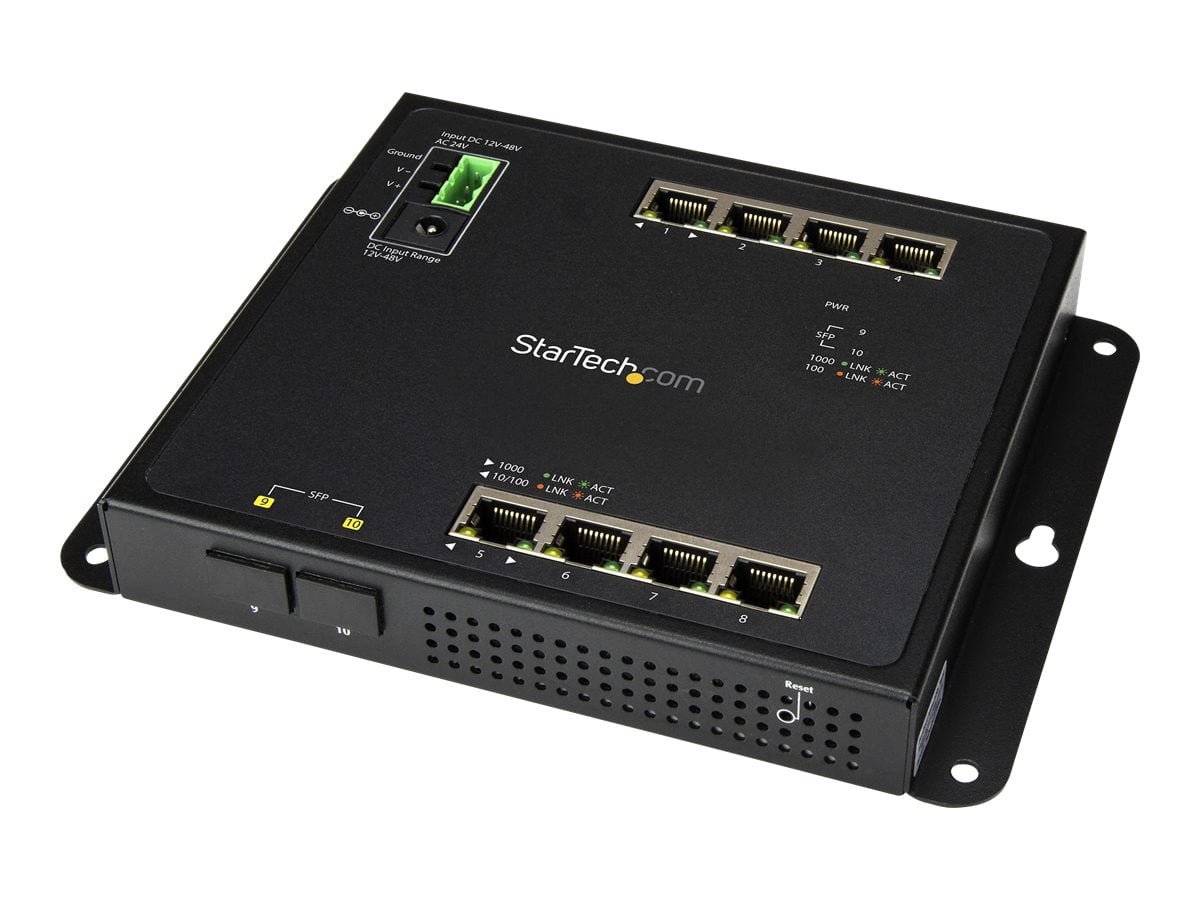 StarTech.com Industrial 8 Port Gigabit Ethernet Switch w/2 MSA SFP ...