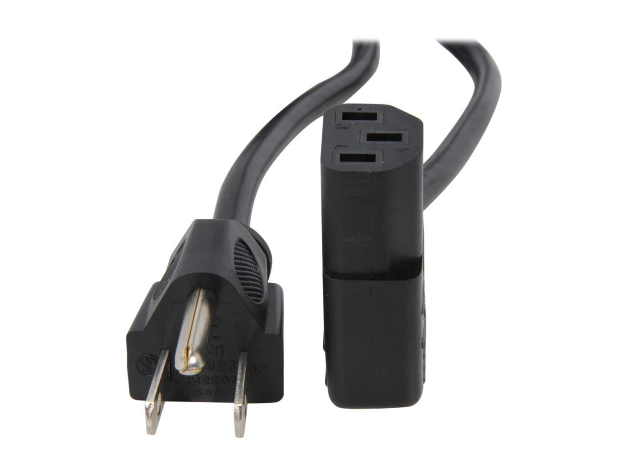 StarTech.com PXT101L 6 ft. Standard Computer Power Cord - NEMA 5-15P to Right Angle C13 Male to ...