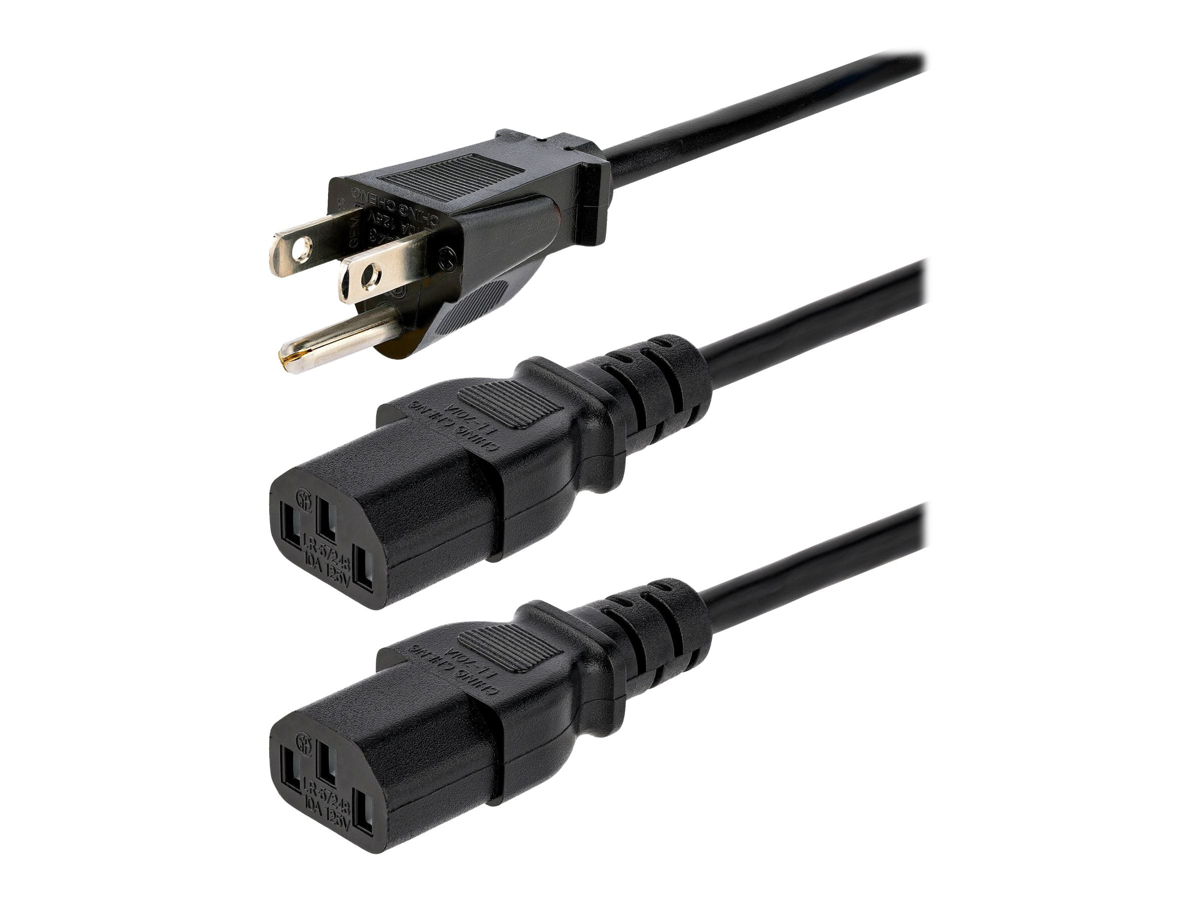 StarTech.com PXT101Y 6 ft. Standard Y Computer Power Cord NEMA 5-15P to ...