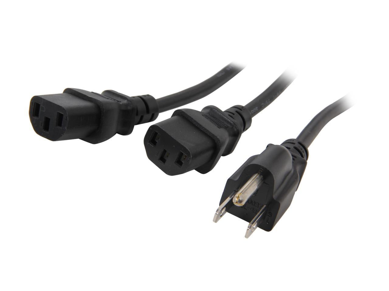 StarTech.com PXT101Y 6 ft. Standard Y Computer Power Cord NEMA 5-15P to ...