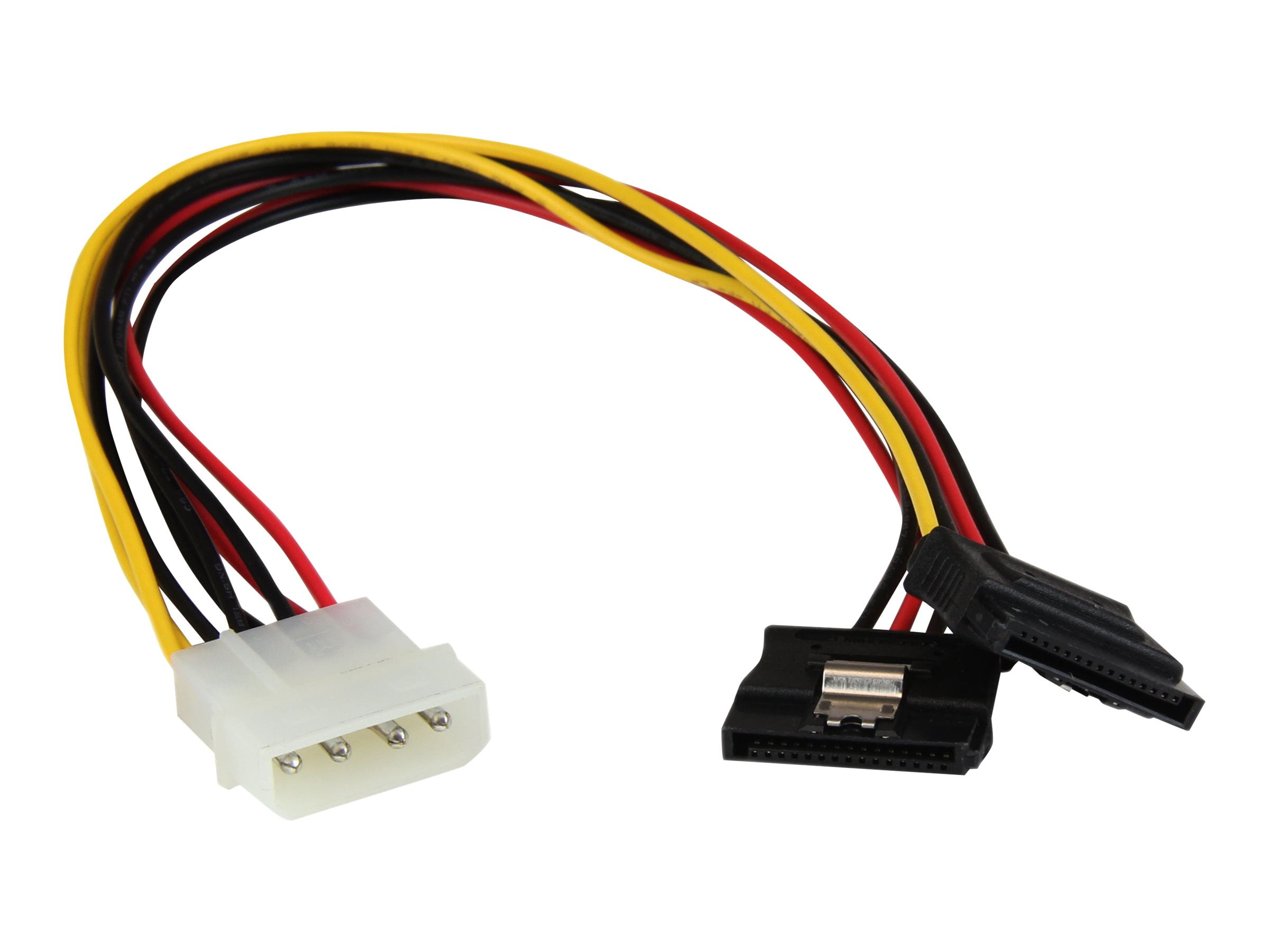 StarTech 12in LP4 to 2x Latching SATA Power Y Cable Splitter Adapter ...